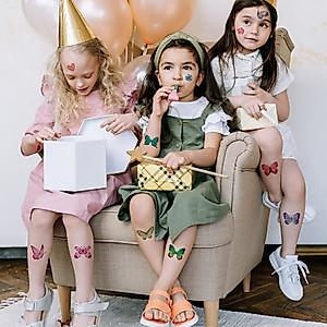 Onogola 100Pcs Butterfly Temporary Tattoos for Kids Women Girls, Fake Colorful Butterflies Wings Flower Tattoo Stickers Art Waterproof for Face Body Arm Birthday Party Favors Makeup Supplies Gifts