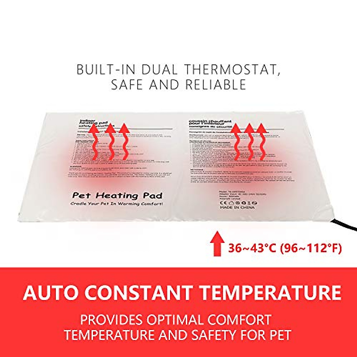 Pet Heating Pad for Cat Dog,Soft Electric Blanket Auto Temperature Control Waterproof Indoor,House Heater Animal Bed Warmer Heated Floor Mat,Whelping Supply for Pregnant New Born Pet