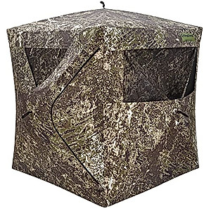 KingCamp Hunting Blind 270 Degree See Through with Carrying Bag 3 Person Ground Blinds for Deer Hunting Pop Up Turkey Blinds for Hunting Ground Blinds Portable Durable Camouflage Turkey Hunting Tent