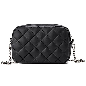 DAVIDJONES Small Black Crossbody Bags for Women,Faux Leather Lightweight Cellphone Bags Wallet Clutch Purse and Handbags with Chain Strap