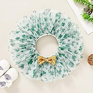 Newborn Infant Baby Girl My 1st St. Patrick's Day Outfit Short Sleeve and Tutu Dress Clove Clothes Set (Green-c, 0-3 Months)