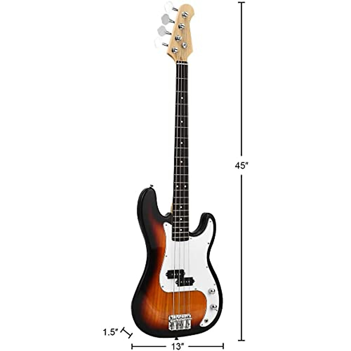 Electric Bass Guitar, Safeplus Starters Beginner Guitar Full Size 4 String Package with Guitar Bag, Strap, Guitar pick, Amp cord (Yellow)