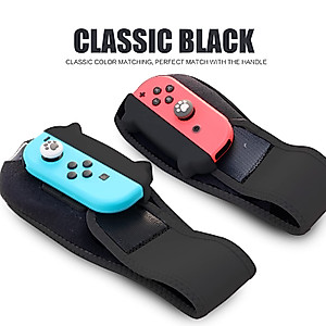 Switch Dance Wrist Strap, Switch Boxing Accessories for Switch Boxing Game with 2 Switch Thumb Grip Caps - Black