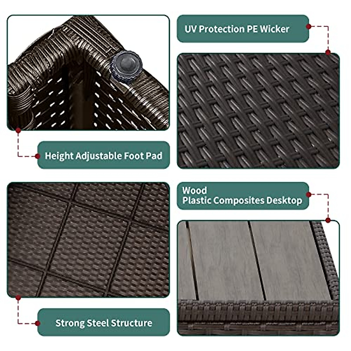 HOMREST 7 Piece Patio Furniture Sets, Outdoor Sectional Set with Adjustable Bracket, PE Rattan Patio Conversation Set, Sofa Set with Storage Coffee Table, for Garden, Lawn, Balcony