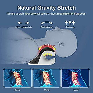 Liipoo Heated Neck Stretcher with Magnetic Therapy Pillowcase, Neck and Shoulder Relaxer Pillows, Cervical Traction Device for Relieve TMJ Headache Muscle Tension Spine Alignment…