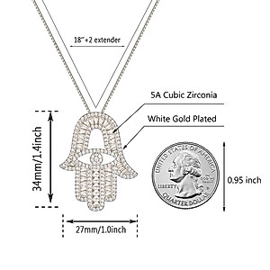 BLBLJERY Evil Eye Hamsa Necklace for Women Hamsa Hand Necklace Good Luck Charm Fatima 14k Gold Hamsa Hand Pendan