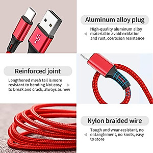 jeefull power Multi Charging Cable 3 in 1 Nylon Braided Multi USB Cable Multiple Charger Fast Charging Cord Compatible with Most Smart Phones & Pads 3PCS