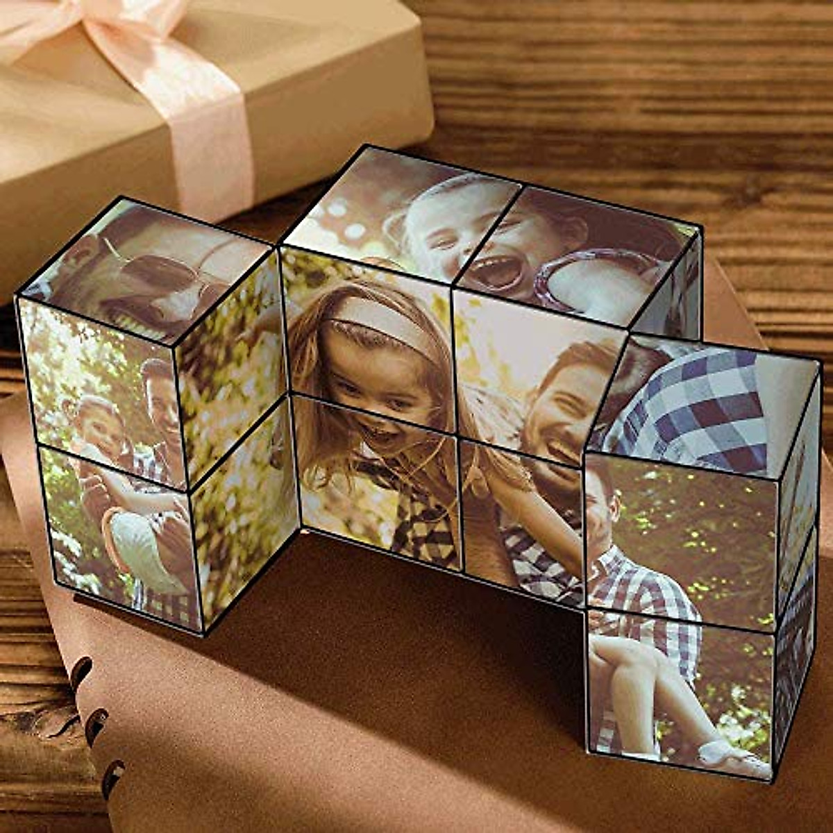 Photo Rubix Cube Photo Cubes for Pictures 9 Photos Frame Personalized Multiphoto Frame Block Photo Gifts Custom Home Office Desk Decor Multiphoto Cube for Boys Girls Friends Kids