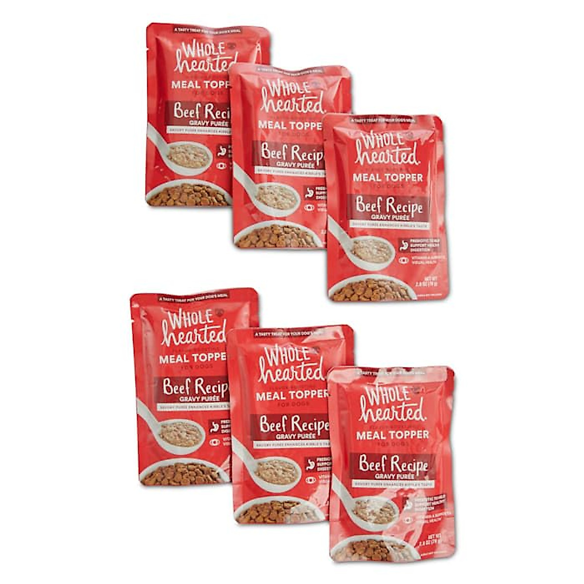 WholeHearted Grain-Free Beef Recipe Gravy Puree Wet Dog Meal Topper, 2.8 oz., Case of 6