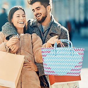 Cabilock Handmade Moroccan Basket Large Capacity French Wicker Basket Hand Woven Beach Bag Vegetables Shopping Basket with Handle Kids Toy Storage Packing Basket