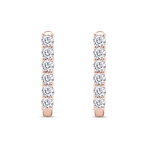 SAVEARTH DIAMONDS 3/4 ct. t.w Round Cut Lab Created Moissanite Diamond Huggie Hoop Earrings In 14k Rose Gold Over Sterling Silver Jewelry For Women (VVS1 Clarity, 0.75 Cttw)