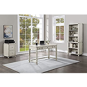 OSP Home Furnishings Baton Rouge Traditional Home Office Writing Desk, Champagne Oak Finish