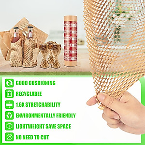 Honeycomb Packing Paper, MINHAO 15"x400' Eco Friendly Packing Paper for Moving Recyclable Honeycomb Paper Moving Supplies Bubble Paper Wrapping Protective Roll, With 36 Fragile Sticker Labels