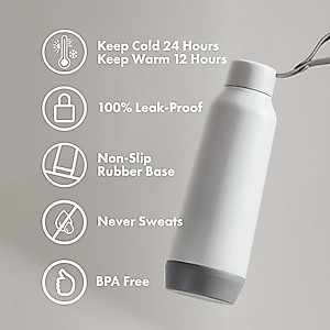 WOKY TIKO 17oz Titanium Ceramic Tumbler - Double-Layer Stainless Steel Insulated Water Bottle, Vacuum Structure Design with Titanium Lid & Silicon Carry Strap - Perfect for Gym, Travel & Everyday Use