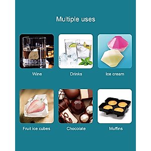 Diamond Ice Cube Molds (Set of 2) Whiskey Ice Cube Tray ，Ice Cube Maker Tray,Diamond Silicone Ice Cube Molds with Lids,Reusable and BPA Free