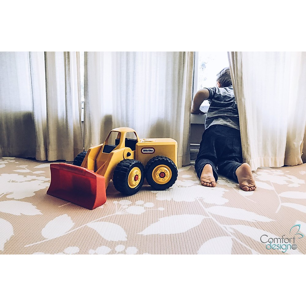 Premium Stylish Foam Floor Mat | Cushy-Soft & Thick | Waterproof, Easy-to-Clean, Hypoallergenic, Non-Toxic, Reversible, Portable | Baby Play Mat, Yoga Mat, Exercise Mat - Large Navy Geo Mountain