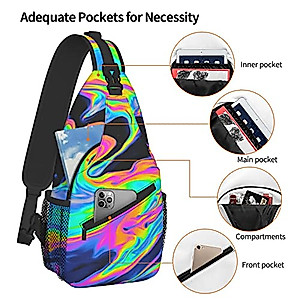 Psychedelic Trippy Sling Backpack,Casual Crossbody Shoulder Backpack Sling Bag Chest Daypack for Men Women Sport Hiking Gym