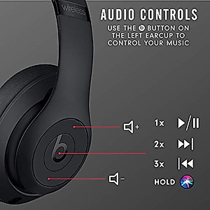 Beats Studio3 Wireless Noise Cancelling Over-Ear Headphones - Apple W1 Headphone Chip, Matte Black (Latest Model) (Renewed)