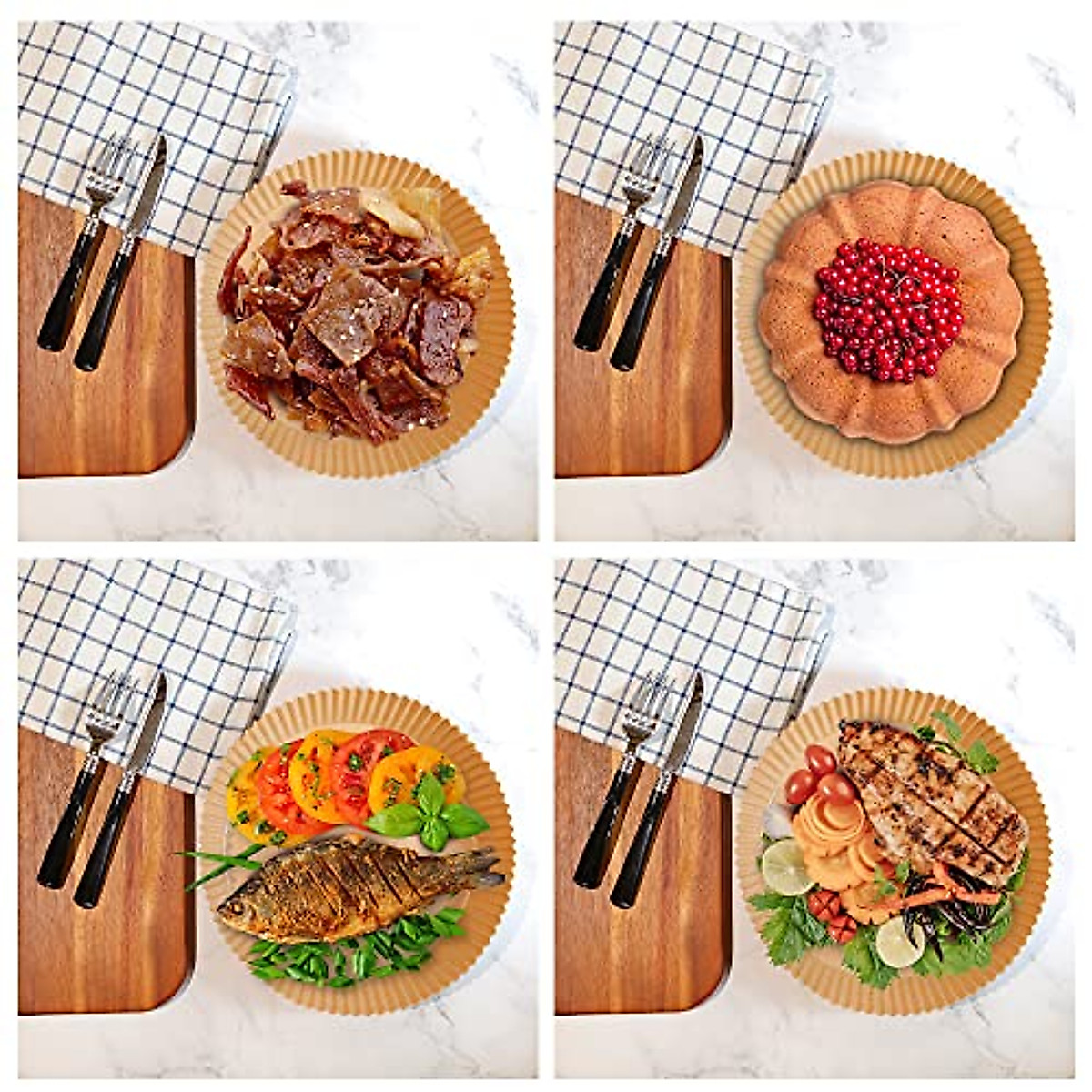 Floating Mekong Round Air Fryer Parchment Sheets Disposable | 8"-9.5" 5-8qt 100pc Large Round Paper Air Fryer Basket |Nonstick |Oven | Microwave | Wood Pulp|Heat resistant|Airfryer Liner Eco Friendly