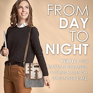 SIXTEASE Crossbody Bag for Women Vintage Style Genuine Leather, Upcycled Canvas, Rug, or Hair On - Cross Body Womens Bags with Inside Zipper Pockets - Smaller Capella