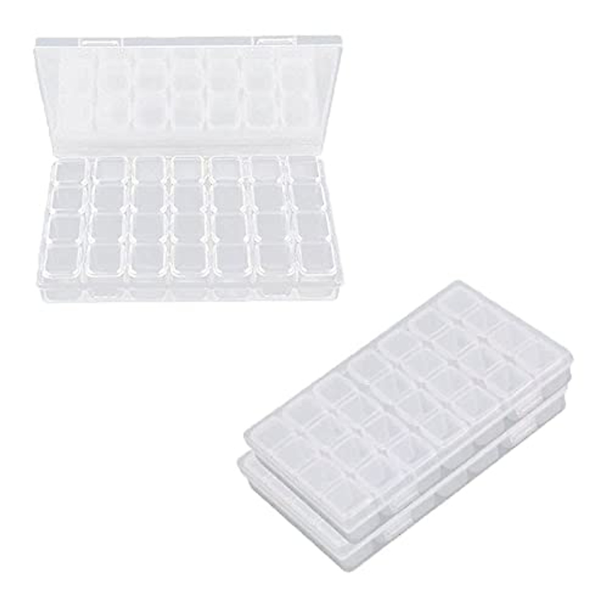 SULLMAR 3PCS 28 grids Rhinestone Box Diamond Picture Box Plastic Jewelry Storage Box Storage Container Gem Container Nail Tools Storage Box DIY Art Craft Nail Art Small Jewelry Bead Storage