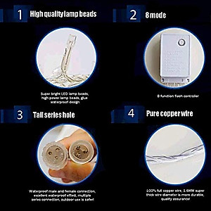 LIUPENGWEI 300 LED Curtain String Lights, USB Plug In Window Lights, 3m X 3m 8 Modes Remote Control Fairy Light Waterproof LED Copper String Lights For Outdoor Indoor Wedding Christmas Party Garden Be