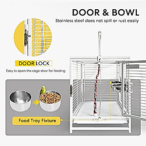 VIVOHOME 19 Inch Wrought Iron Bird Travel Carrier Cage with 72 Inch Wrought Iron Large Bird Cage