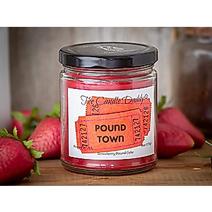 Two Tickets to Pound Town - Strawberry Pound Cake Scented - Funny 6 oz Jar Candle- 40 Hour Burn time