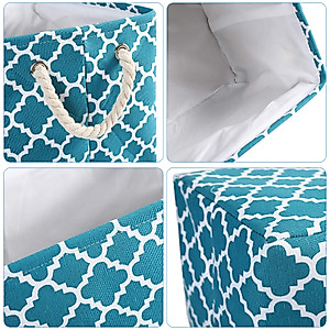 3 Pack Storage Basket Bins Foldable Shelf Basket Rectangular Fabric Organizer Bin Laundry Hampers Baskets for Nursery, Toys, Home Closet, Laundry15 x 11 x 9.8 in (Blue Green)