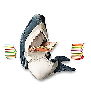 Shark Blanket Super Soft Cozy Flannel Hoodie Shark Sleeping Bag Shark Tail Wearable Fleece Throw Blanket Adult Kids Cosplay Shark Costume Shark Gifts for Shark Lovers (L Size for Height 5'3"-6')