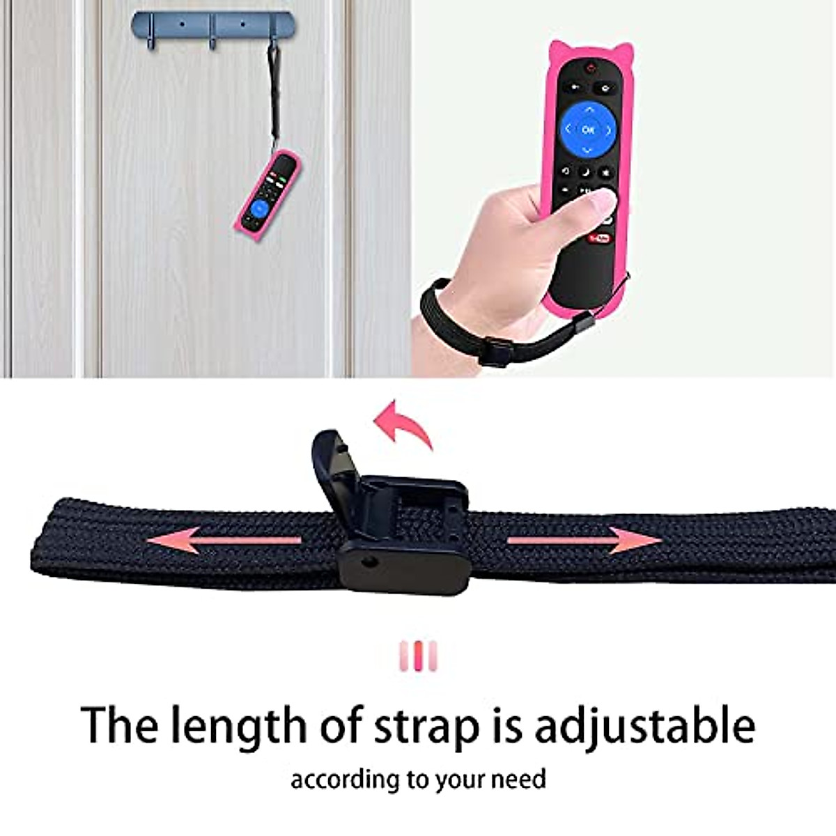 Remote for All Roku TV Remote for Element Hisense Onn TCL Haier Sharp Hitachi LG Sanyo JVC Magnavox RCA Philips Westinghouse Roku Built-in Smart TV with Glow Remote Case Cover - Pink