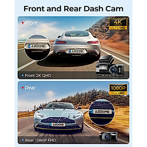 AZDOME M550 3 Channel Dash Cam with 3-Lead Mini USB Hardwire Kit (JYX02)