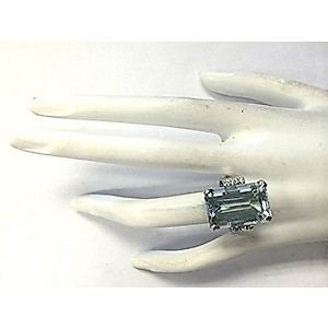 Zhiwen DOCCESTU Vintage Fashion Women 925 Silver Aquamarine Gemstone Ring Engagement Wedding Jewelry Size 5-11 (8#)