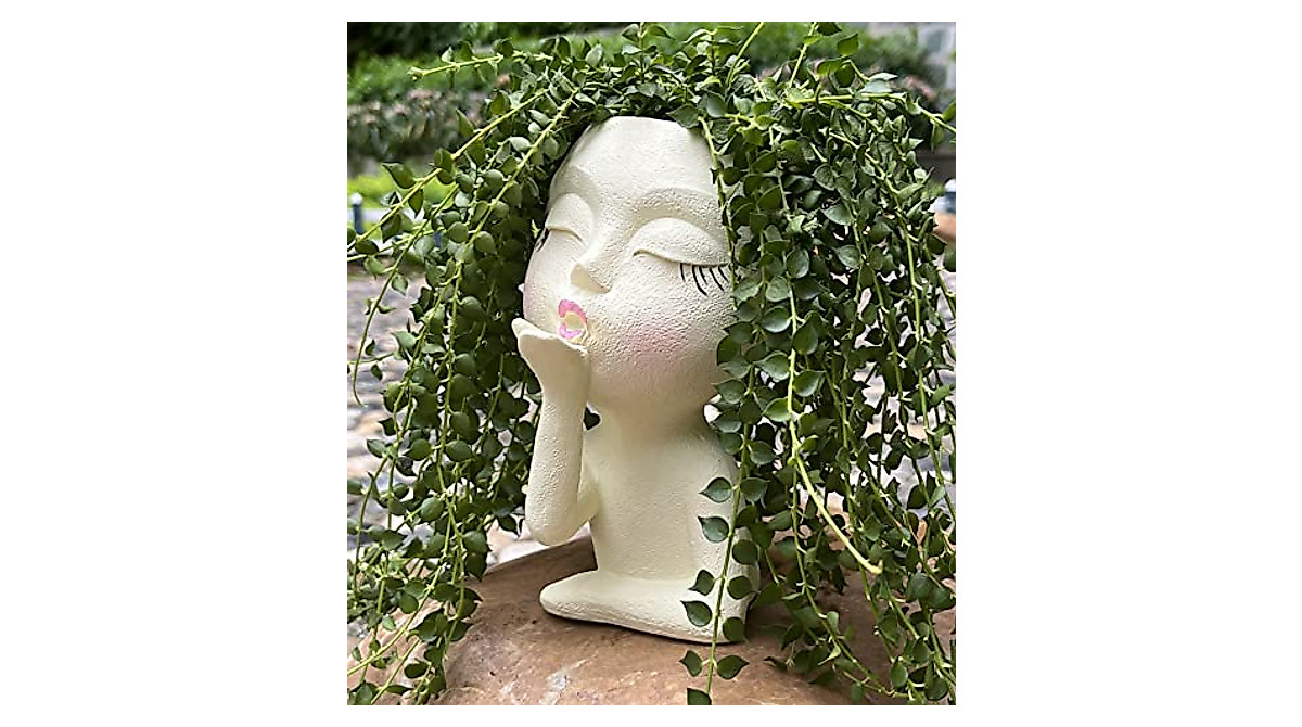 Unique Face Flower Pot for Indoor & Outdoor Decor | Durable Resin Planter