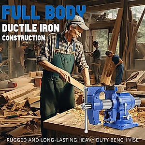 Forward DT08125A 5-Inch Heavy Duty Bench Vise 360-Degree Swivel Base and Head with Anvil (5", Ductile Iron)