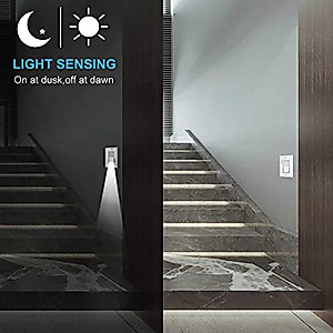 4 Pack Illuminated Light Switch, Decora Paddle Rocker Light Switch with LED Night Light, Automatic On/Off Sensor, Single Pole, 15Amp 120/277Volt, White