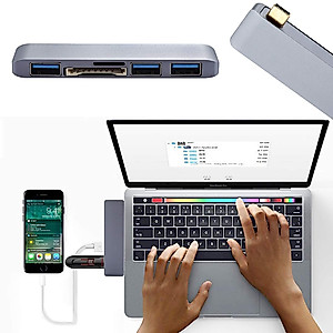 Jiali USB-C Hub Converter 5 in 1 Multi-Function Aluminium Alloy 5Gbps Transfer Rate USB-C/Type-C HUB Adapter with 3 USB 3.0 Ports & SD Card Slot & TF Card Slot for MacBook 2015/2016 / 2017(Grey)