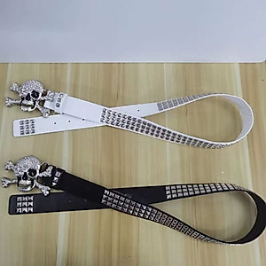 FINERUS Skull Belt Goth Belt Punk Belt Skull Buckle Rhinestone Belt Rivets Punk Rock Belt Punk Waist Belt For Men Women