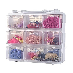 Joelver Maker Sewing Storage Oraganizer with 16 Detachable boxes, Double side Organizer case for LOL suprise dolls,Wheels Car, for Matchbox Cars, for Mini Toys，thread organizer，screw,notion storage