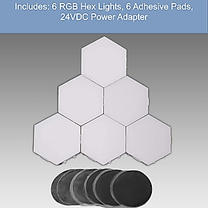 Penophiary RGB Color Changing Hexlight Modular Touch Lights Panels Wall Lighting Night Light Magnetic Hexagonal Honeycomb LED (6 Pcs)