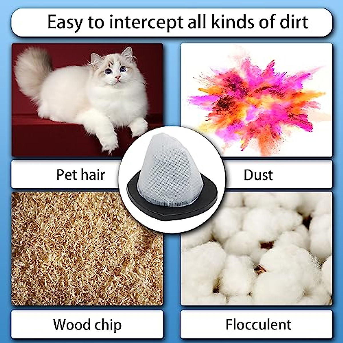 Aolleteau 4 Pack 2030 Vacuum Filters and 4 Pack Foam Filter Replacement for Bissell Vacuum Cleaner Models 2030, 2030L, 20303, 20306, 20307, 20309, 2030H, 2030V, 2030X, 2030Z