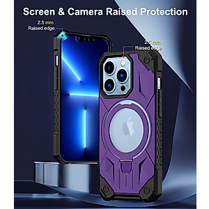 STERKER for iPhone 13 Pro Max Phone Case [Invisible Built in Stand & Ring Holder] Compatible with MagSafe Military Grade Drop Protection Slim iPhone 13 Pro Max Cases for Men Women 6.7", Purple