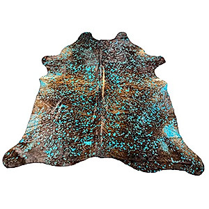Deluxe Cowhides - Cowhide Area Rug - Turquoise Cowhide Approx 8X7 feet or 244X213cm