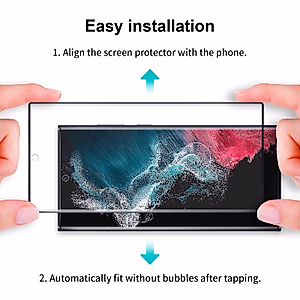 [2+2 Pack] Screen Protector for Samsung Galaxy S22 Ultra 5G 6.8 Inch, 2 Pack Tempered Glass Film + 2 Pack Camera Lens Protector, HD Fingerprint unlock/Full Coverage/Anti-Scratch/Case Friendly
