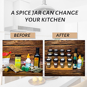 24 PCS Spice Jars storage containers,6 oz,heavy calibre Jars NOT NEED Collapsible Funnel, with Lids Spice Labels Stickers,PETG materials (black)