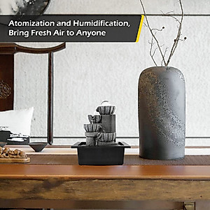 Dyna-Living Water Fountains Indoor Tabletop Water Fountain with LED Rolling Ball Feng Shui Waterfall Fountain for Modern Home Decor Office Living Room Decoration Home Gifts for Friends