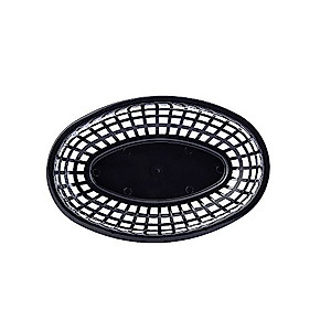 TableCraft 1074BK 9-3/8" x 6" Black Oval Basket - Dozen