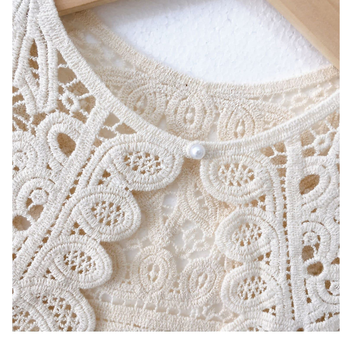 WENLOOY Retro Hollow Out Lace Floral False Collar Detachable Fake Collar for Women Girl C White