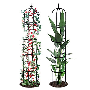 Garden Trellis for Climbing Plants, Tower Obelisk Garden Trellis 6.5ft Tall Plant Support Vine Supports Plant Tower for Climbing Vines and Flowers Stands 2 Pack