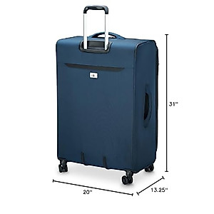 DELSEY PARIS Sky Max 2.0 Softside Expandable Luggage with Spinner Wheels, Blue, Checked-Large, 28 Inch